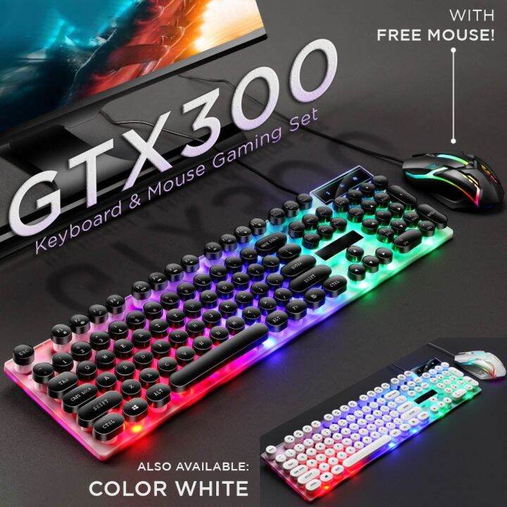 【LazM】 LT【COD】Mechanical Feel Keyboard set 104 keys Rainbow Gaming USB ...