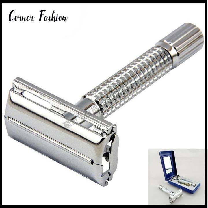 Men Double Edge Beard Hair Shaving Safety Razor Shaver + Blade + Box ...