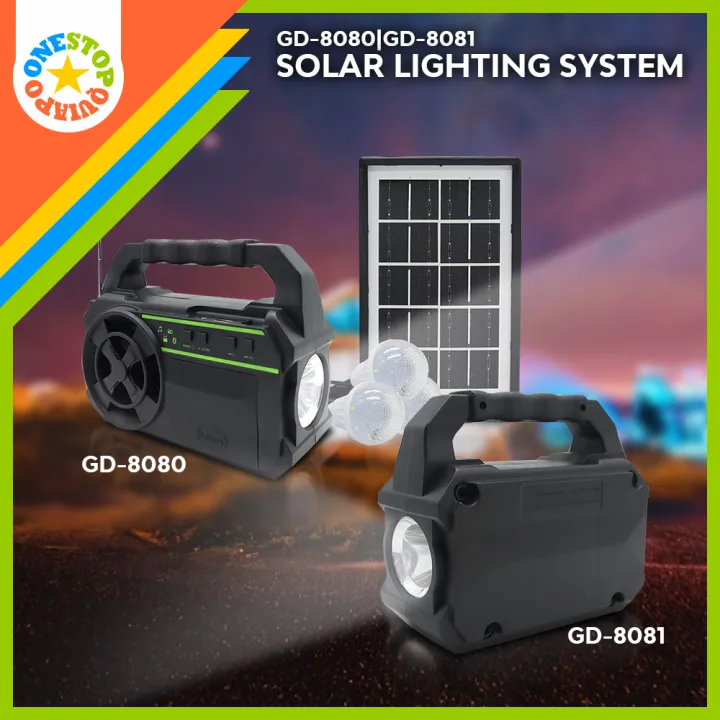 OSQ GD Plus Solar Lighting System GD-8081-AM With Bluetooth Mp3 Speaker and AM FM Radio | GD ...