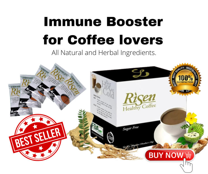 (1 BOX) RISEN COFFEE MIX Helps boost immune system / Helps Normalize ...