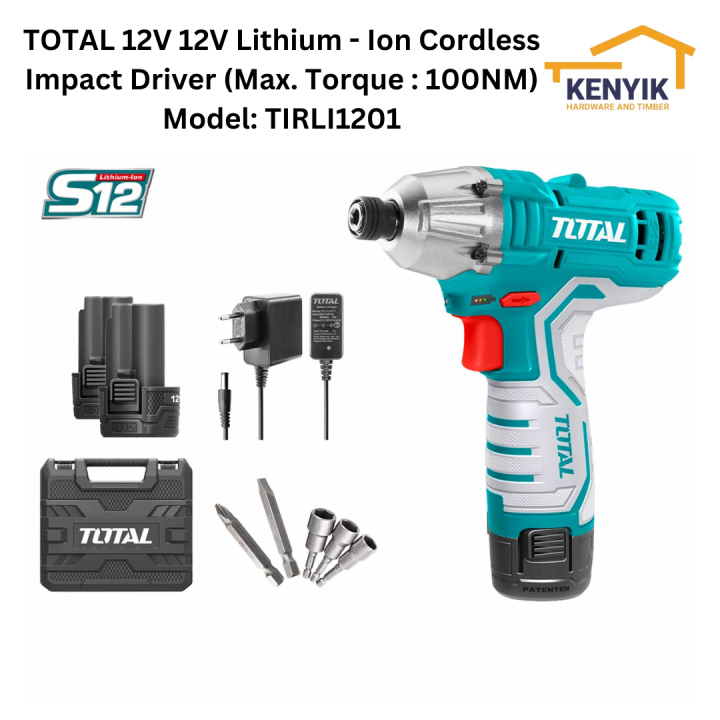 TOTAL 12V 12V Lithium - Ion Cordless Impact Driver (Max. Torque : 100NM) Model: TIRLI1201 | Lazada