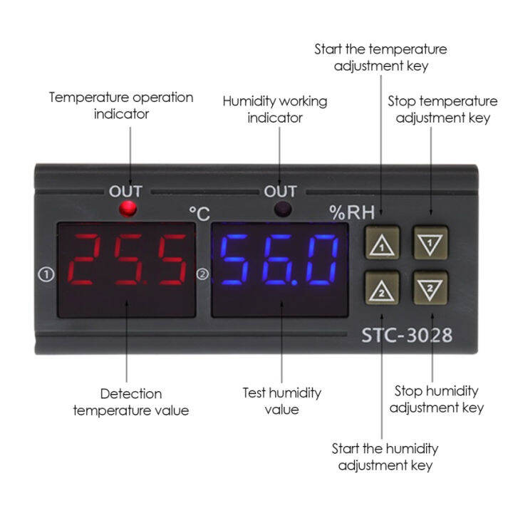 STC-3028 110-220V Temperature Controller Meter Thermostat Humidity Control Hygrometer Controller ...