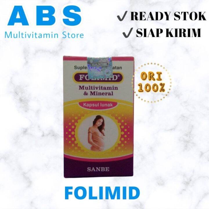 Folimid multivitamin & mineral isi 30 kapsul lunak suplemen ibu hamil ...