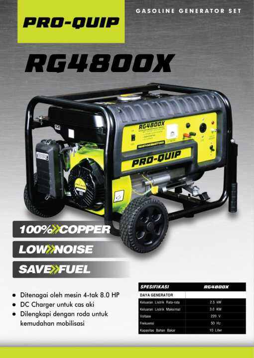 Genset PROQUIP 3000Watt RG4800XE 4Tak DOUBLE STARTER / Power Generator ...
