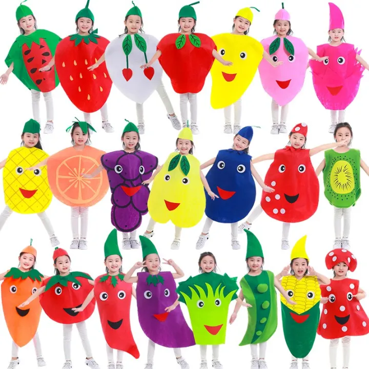 Children Kids Halloween Party Cartoon Fruit Vegetable Costume Cosplay Clothes Pumpkin Strawberry ...