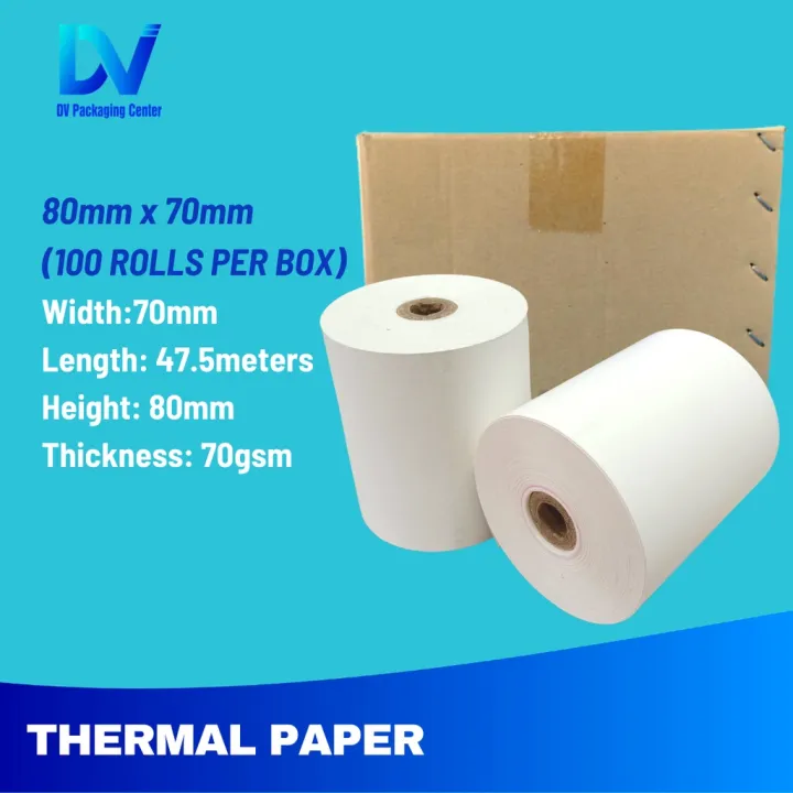 Thermal Paper 80mm x 70mm (100 Rolls per Box)uII | Lazada PH