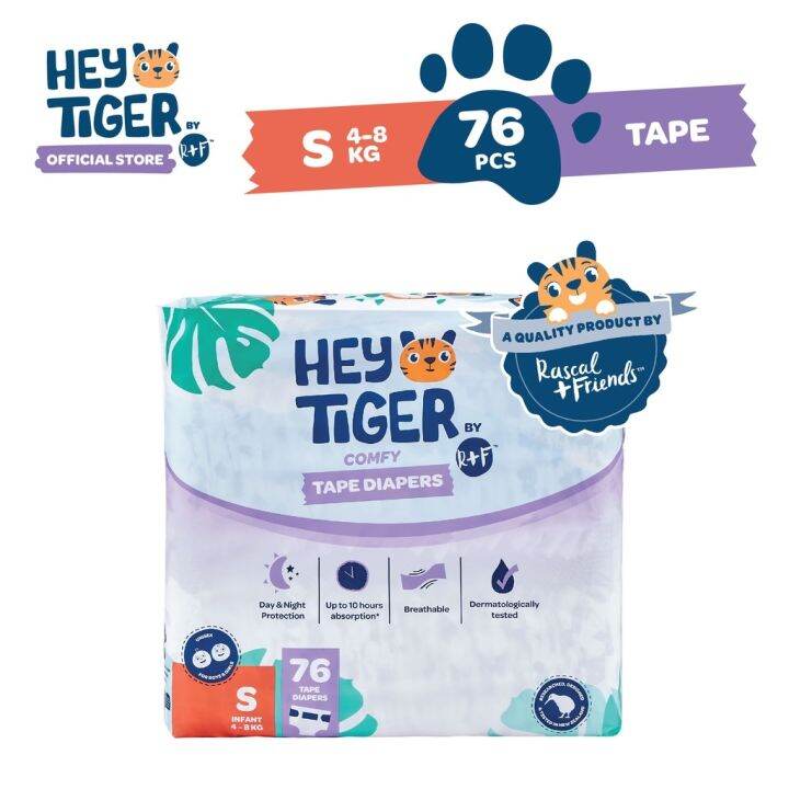 Hey Tiger Small Tape Diaper Jumbo Pack 76 Pads | Lazada PH