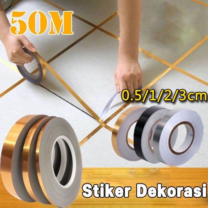 50m Gulungan Stiker Pembatas Keramik / Waterproof Floor Tile Stickers ...