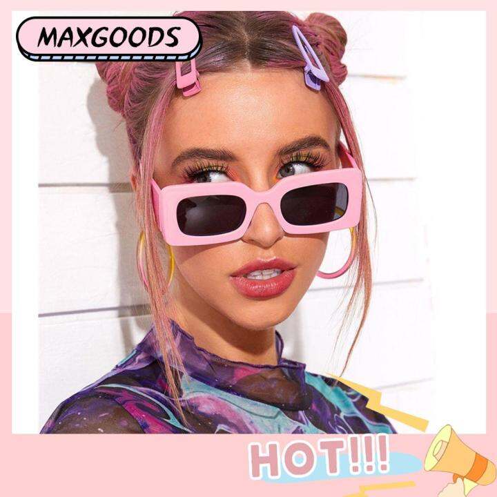 MAXG แว่นตาสตรีเทรนด์กรอบใหญ่แนววินเทจแว่นกันแดดทรงสี่เหลี่ยมแว่นตากัน ...
