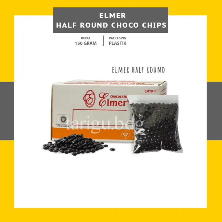 HALF ROUND CHOCOCHIPS DARK ELMER 150GR - COKLAT CHIP - CONE CHOCO CHIPS ...