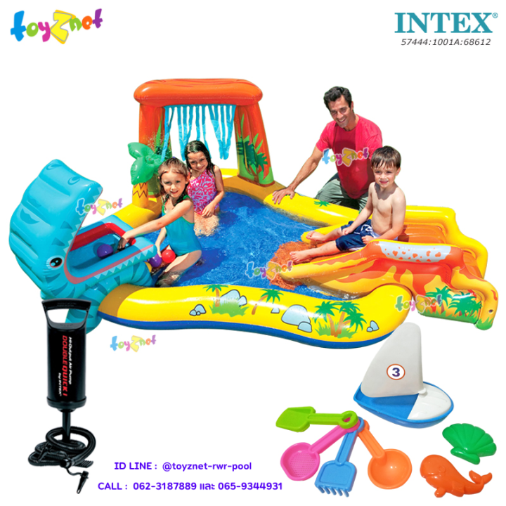 Intex สวนน้ำสไลเดอร์ ไดโนเสาร์ 2.49x1.91x1.09 ม. รุ่น 57444 + ชุดตักทราย + ที่สูบลม ดับ ...