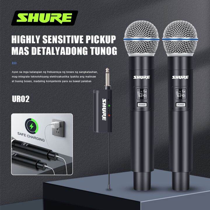 [Na-upgrade na bersyon ng pagsingil] SHURE UR01/UR02 UHF wireless na mikropono 5V charging ...