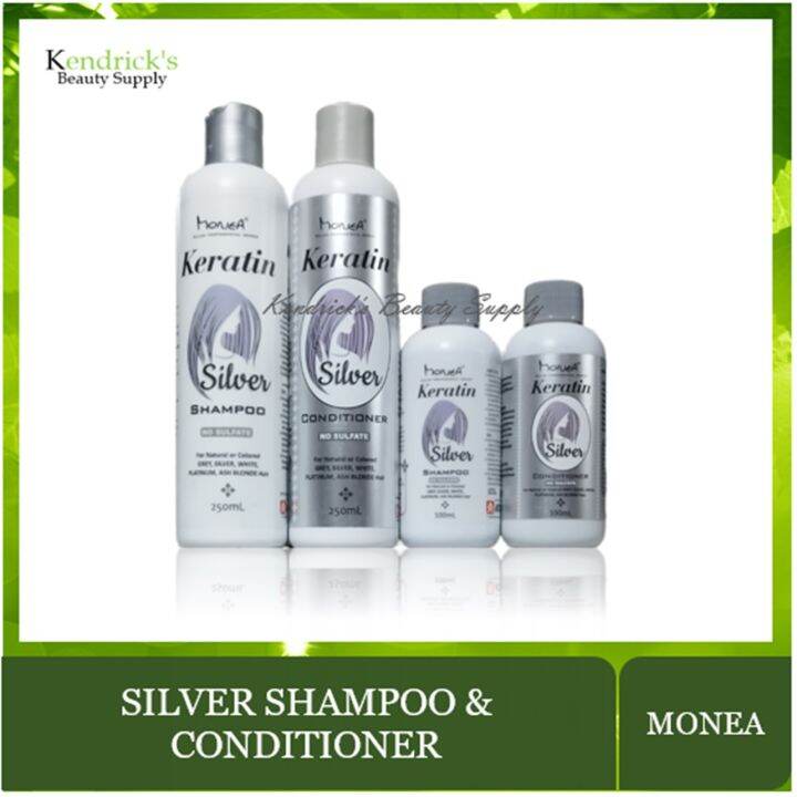 Monea Keratin Silver Shampoo Conditioner 250ml for grey, white, silver ...