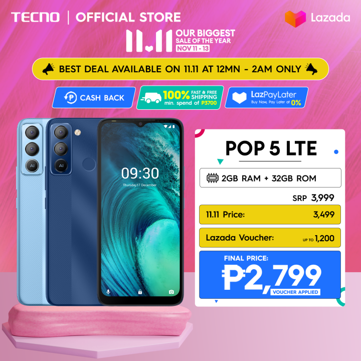 TECNO POP 5 LTE 2GB RAM+32GB ROM; Model BD4a ( 12 + 1 Local Warranty ...