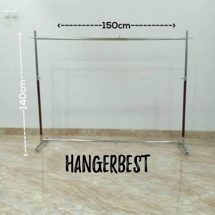 Hanger Gawang Baju Tarik Tengah Pipa Bulat Bahan Besi Chrome (Lebar ...
