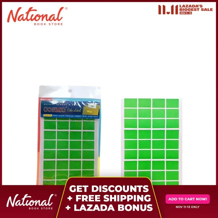 Cosmo Label Sticker Fl1724 17X24Mm Rectangle Flourescent, Green | Lazada PH