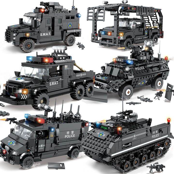 City SWAT Armored Car Military Truck Panzer Tank Building Block Police ...