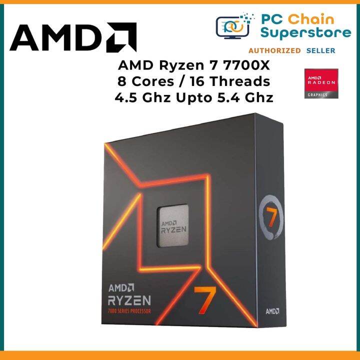 AMD Ryzen 7 7700X AM5 8 Cores upto 5.3Ghz Unlocked w/ Radeon Graphics Desktop CPU Processor ...