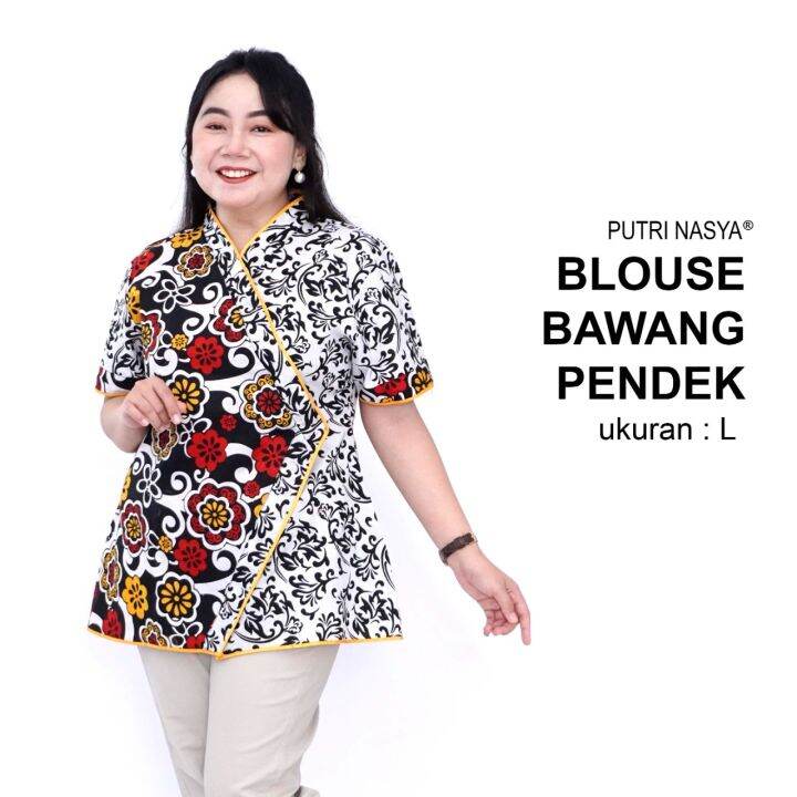 Blouse Big Size Formal Atasan Batik Jumbo Wanita S M L Xl 2l 3l 4l 5l