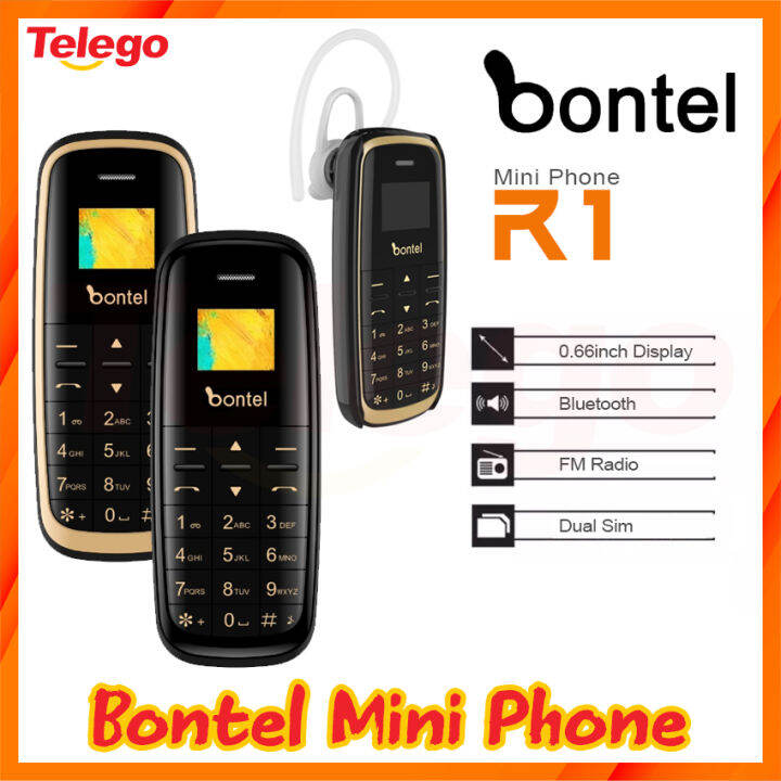 Bontel R1 Mini Phone 500mAh Dual Sim Bluetooth Earphone with MP3 MP4 ...