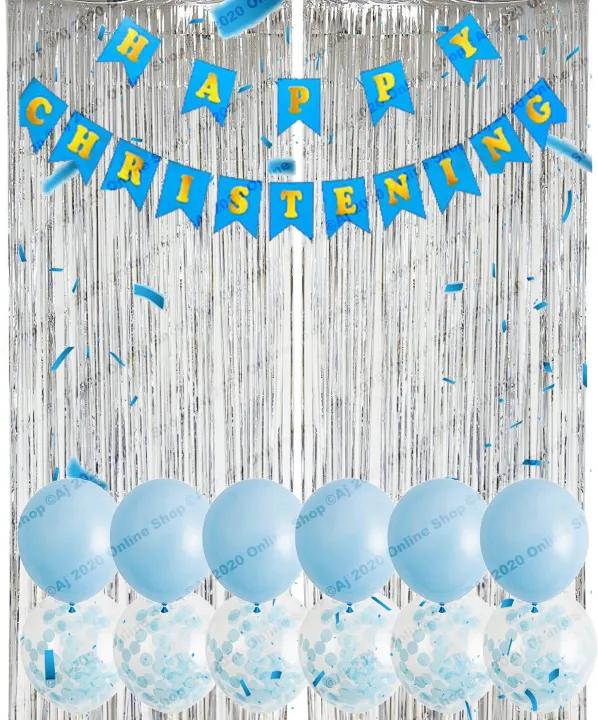 Happy Christening Package#012: Happy Christening Banner, 5 Blue or Pink ...