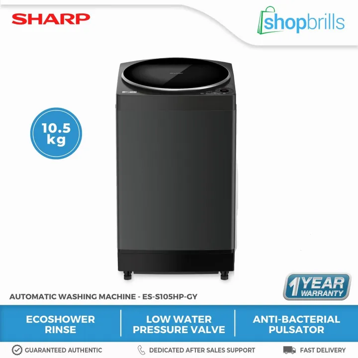 Sharp ES-S105HP-GY 10.5kg. No Holes Tub Fully Automatic Top Load ...