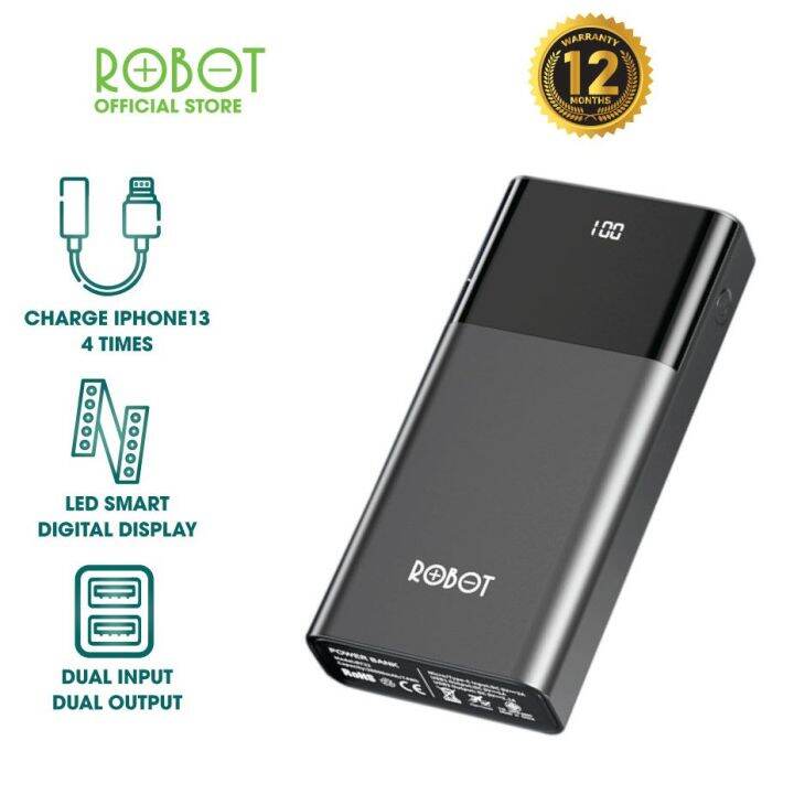 Robot 20000mah Powerbank RT22 Dual Port Input & Output Original Led ...