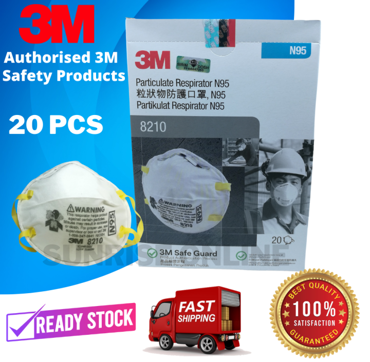 (20 Pieces in 1 Box) (ORIGINAL) 3M 8210 N95 Particulate Respirator (Good Quality, Comfortable ...