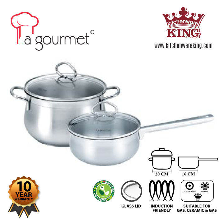 La gourmet 18/10 Stainless Steel Classic Petite Set 16cm Saucepan ...