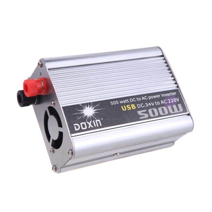 500W Watt DC 24V to AC 220V + USB Portable Voltage Transformer Car ...