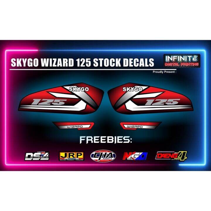 SKYGO WIZARD 125 STOCK DECALS W/ FREEBIES | Lazada PH