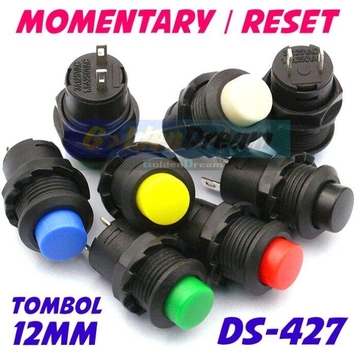 Tombol Momentary 12mm Plastik DS-427 DS 427 Saklar Tekan Reset Push On ...