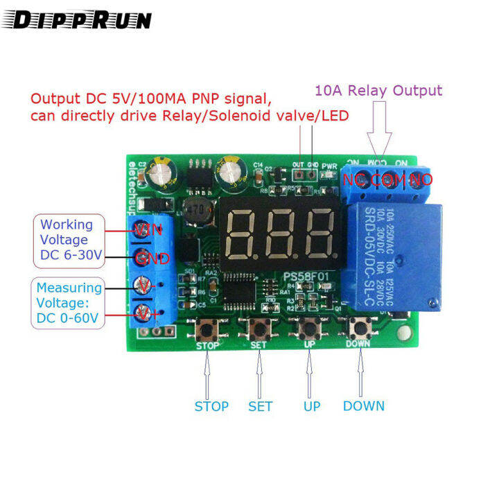DIPPRUN DC 10V-60V Protection Board Module with LCD Display Charging ...