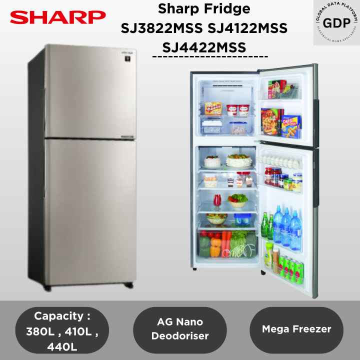 Sharp Fridge 380L 410L 480L SJ3822MSS SJ4122MSS SJ4422MSS with Mega ...