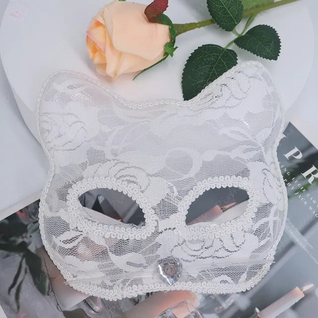 Japanese Mask Half Face Hand-painted Cat The Nine-tailed Fox Mask Anime ...