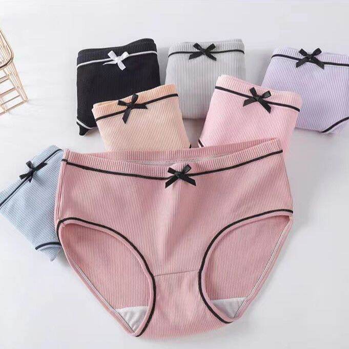 BBboyy BRI07🍓กางเกงในสีพื้น กางเกงในแฟชั่น ผู้หญิง กางเกงในน่ารักสไตล์เกาหลี เนื้อผ้าคอตตอน นิ่ม ...