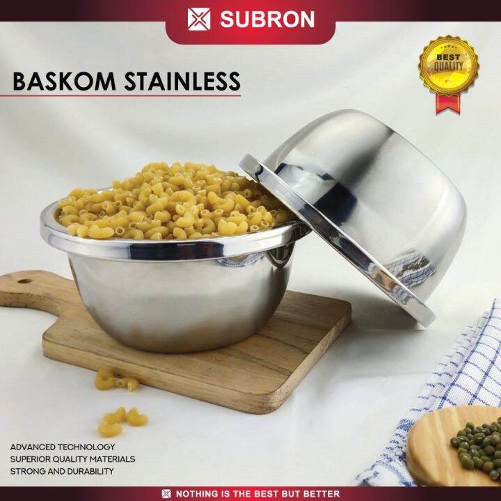 SUBRON Baskom 22cm 24cm Tinggi Tebal Multi Fungsi Stainless Steel Wadah ...