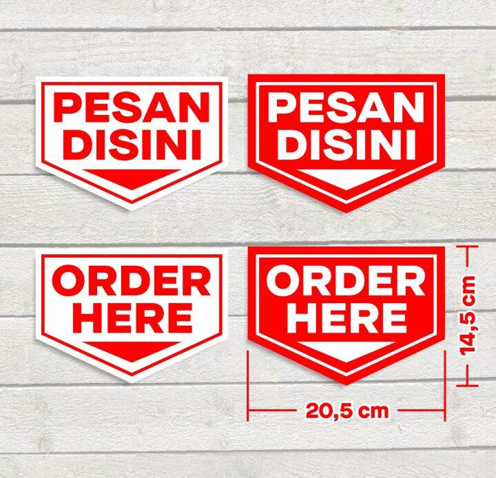 Stiker Marka Sign Pesan Disini Sticker Order Here 20,5 x 14,5 cm ...