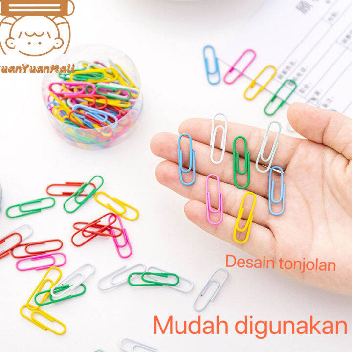 Klip kertas kantor pin, pinsil penanda buku berwarna, klem melengkung ...