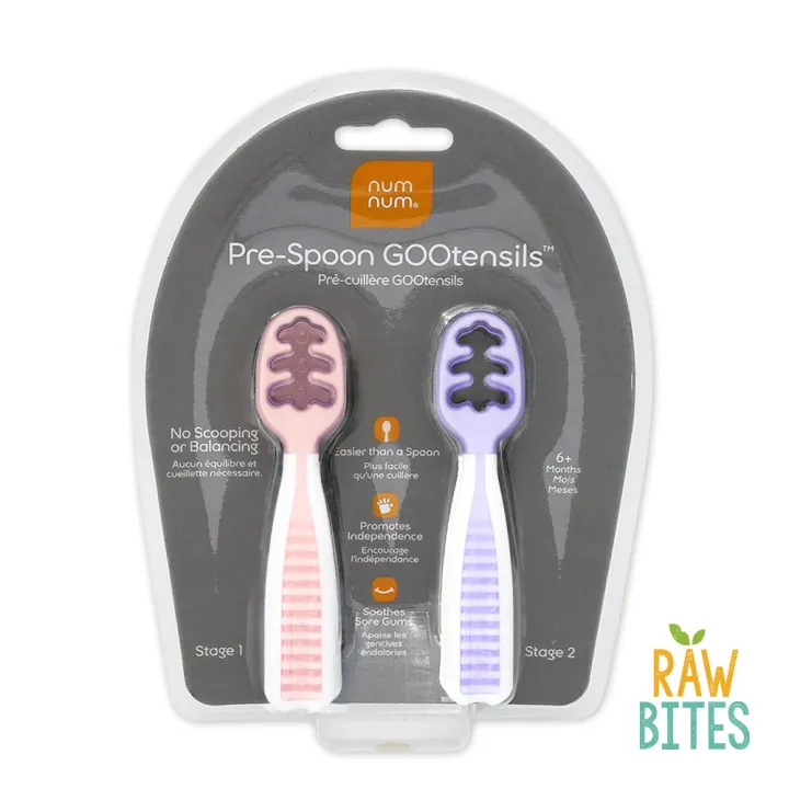NumNum GOOtensil Self-feeding Pre-spoons (Set of 2) - Rosebud Frosty ...