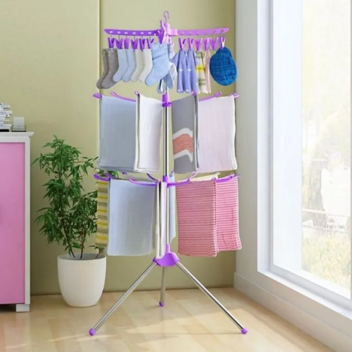 3 Tiers Foldable Clothes Drying Rack And Hanger Rak Baju Baby Clothes ...