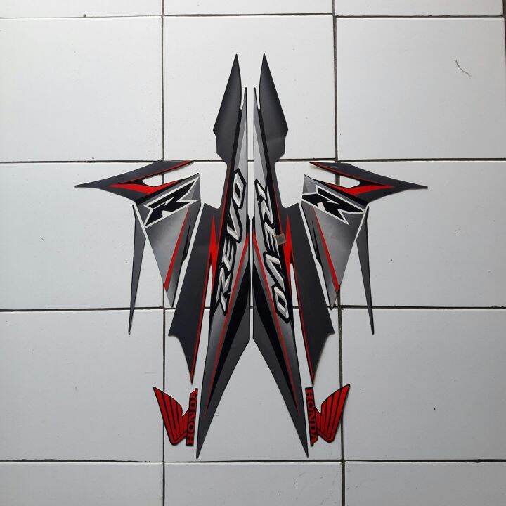 Stiker sticker Striping motor honda revo 110r old 2008 full hitam ...