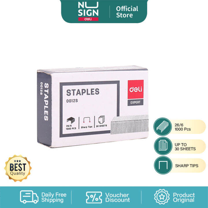Nusign by Deli Staples 26/6 Stationery for Stapler 1000pcs Silver ...