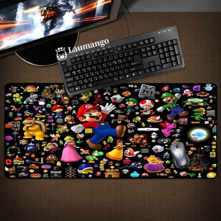 Super Mario Desk Pad Large Mouse Gamer Anime Pc Gaming Mat Cabinet ...