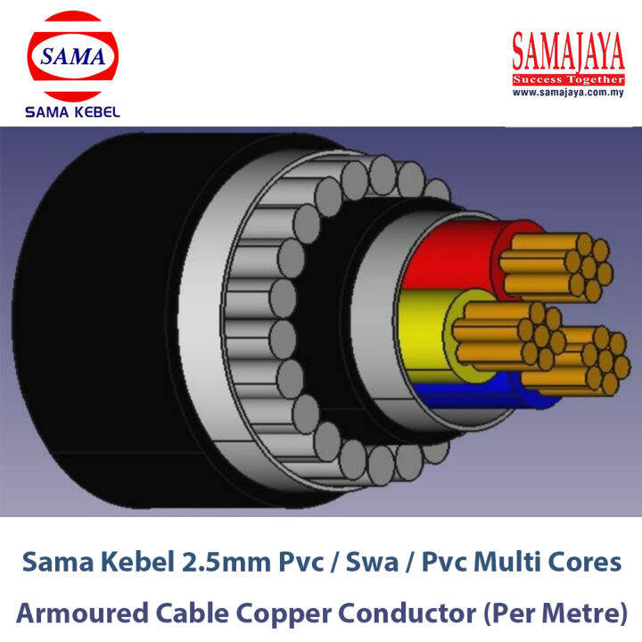 Sama Kebel 5 Core To 10 Core x 2.5mm Pvc / Swa / Pvc Multi Cores ...