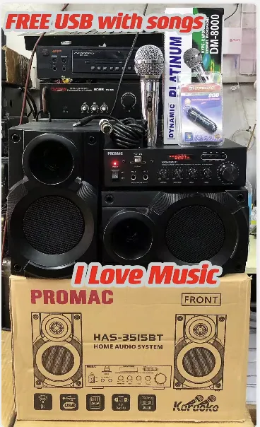 Promac Karaoke Set HAS-3515bt Home Audio System withBT/FM/USB (MINI ...