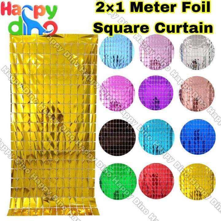 HappyDino 2meter Plain Square Foil Curtain Backdrop Birthday Party ...