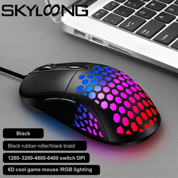 Skyloong X8 Luminous RGB Light 4 Gears DPI Hollow USB Wired Gaming ...