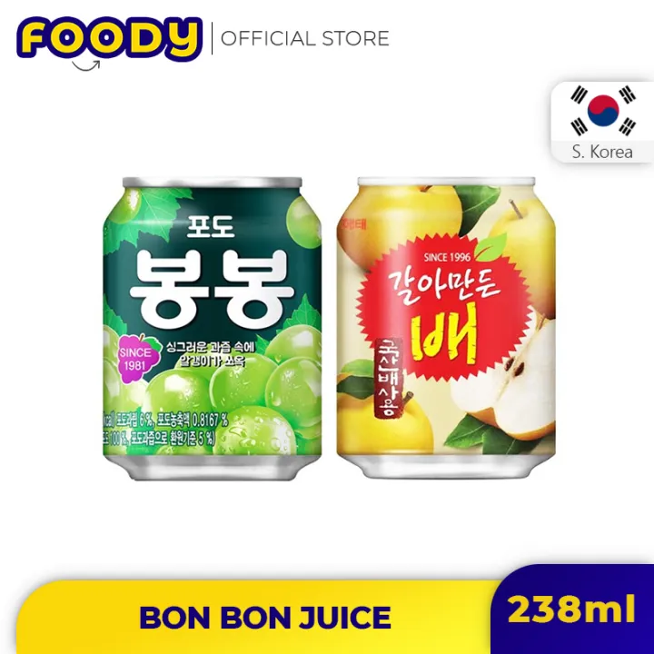 Korea Haitai Bonbon Juice Green Grape / Pear 238ml 海太桃果粒果汁 葡萄味 梨子味 | Lazada