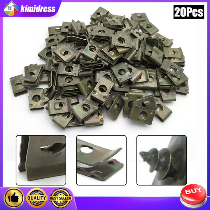 20pcs Car Clips Metal U Type Clips For Car Bumper Fender Trim Panel